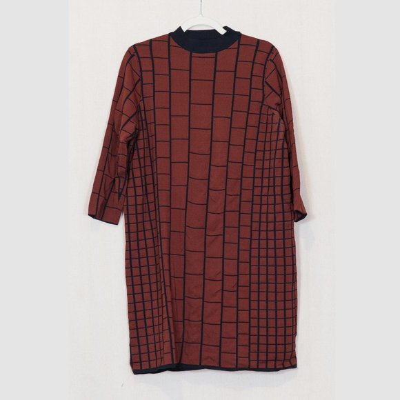 ASOS Curve | Dresses | Mock Neck Window Pane Pattern Reversible Midi ...